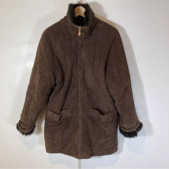 Jlc | Jackets & Coats | Jlc Vintage Reversible Suede Coat In Brown ...